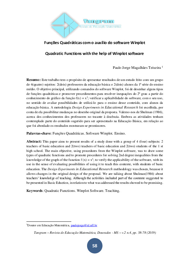 Funções quadráticas com o auxílio do software Winplot - Funes