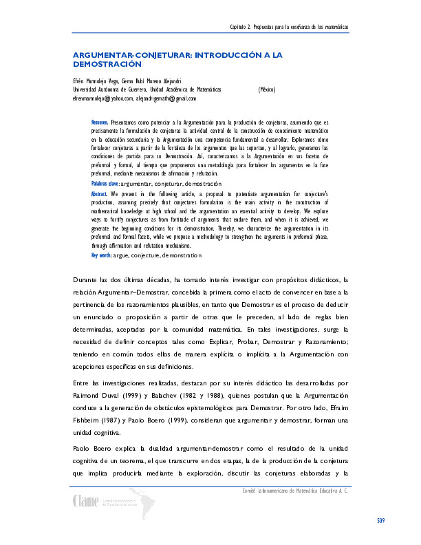 Argumentar-conjeturar: introducción a la demostración - Funes
