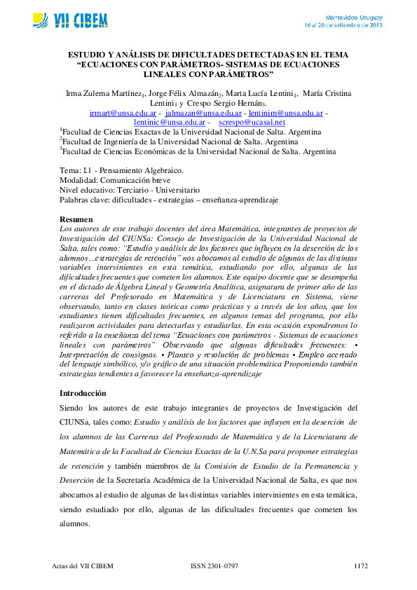 Estudio y análisis de dificultades detectadas en el tema “ecuaciones ...