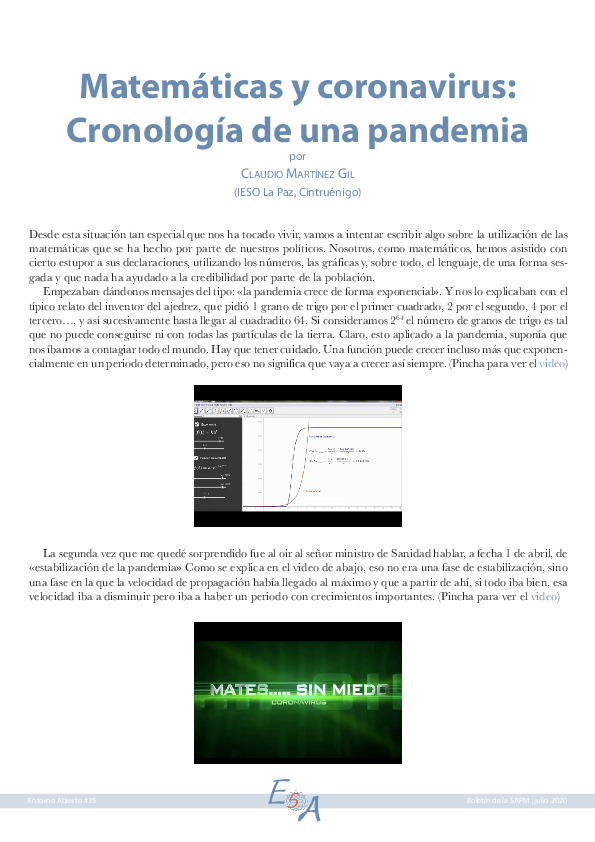 Matemáticas y coronavirus: cronología de una pandemia - Funes
