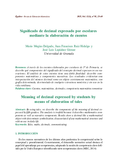 Significado de decimal expresado por escolares mediante la elaboración ...