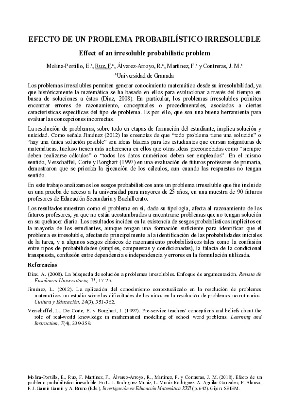 Efecto de un problema probabilístico irresoluble - Funes