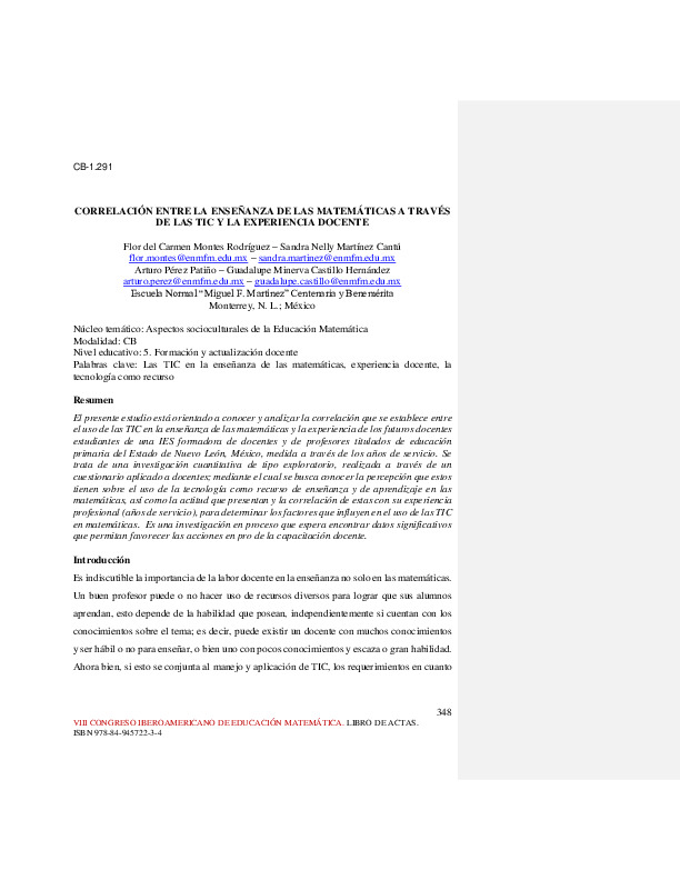 Correlación entre la enseñanza de las matemáticas a través de las TIC y la experiencia docente ...