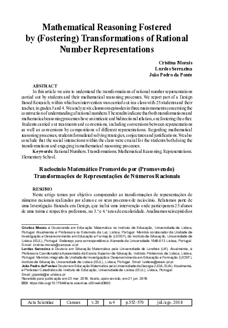 Mathematical reasoning fostered by (fostering) transformations of ...