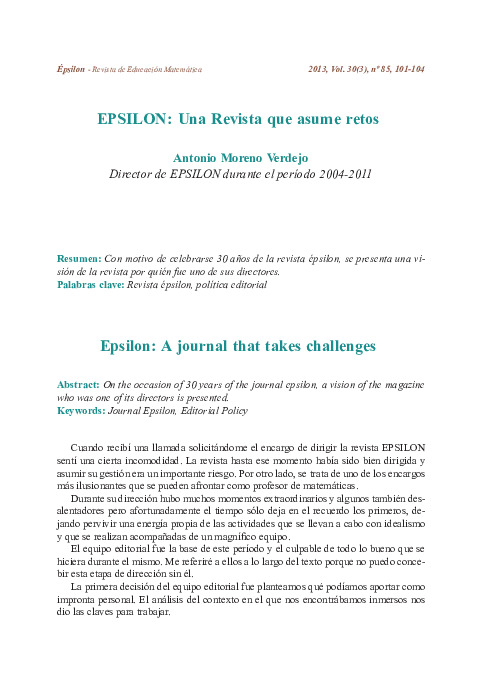Epsilon: Una Revista que asume retos - Funes