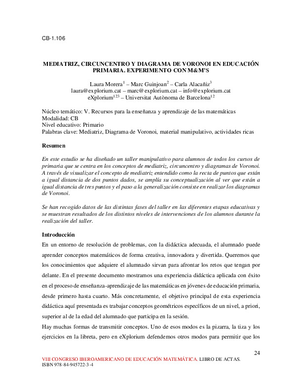 Mediatriz, circuncentro y diagrama de voronoi en educación primaria ...