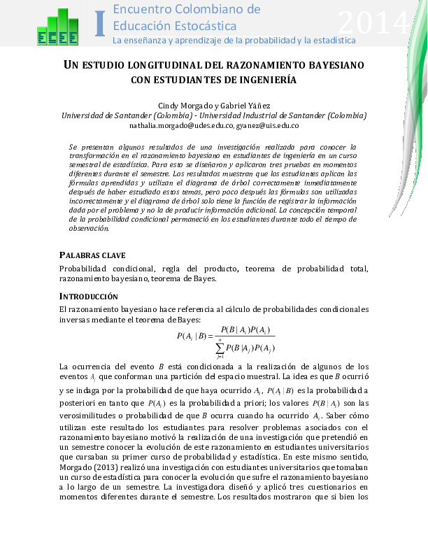 Un estudio longitudinal del razonamiento bayesiano con estudiantes de ...