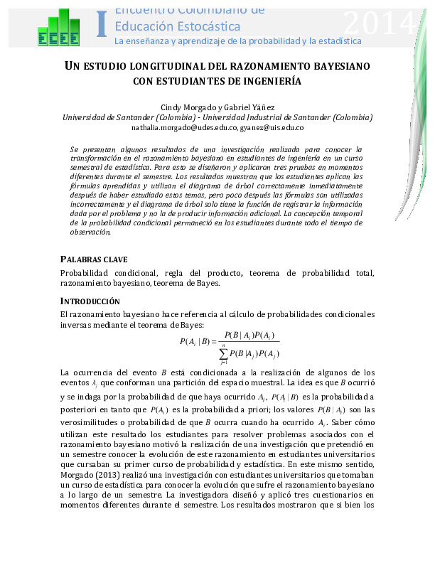 Un estudio longitudinal del razonamiento bayesiano con los estudiantes ...