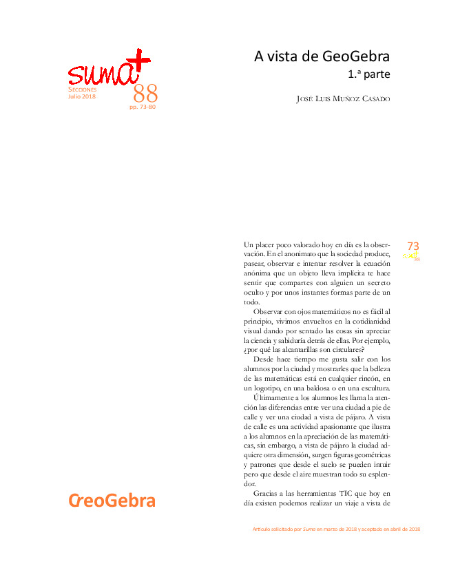 CreoGebra: A vista de GeoGebra - Funes