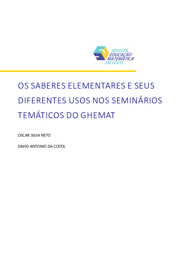 Os saberes elementares e seus diferentes usos nos seminários temáticos ...
