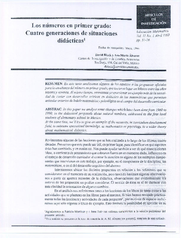 Los números en primer grado: Cuatro generaciones de situaciones ...