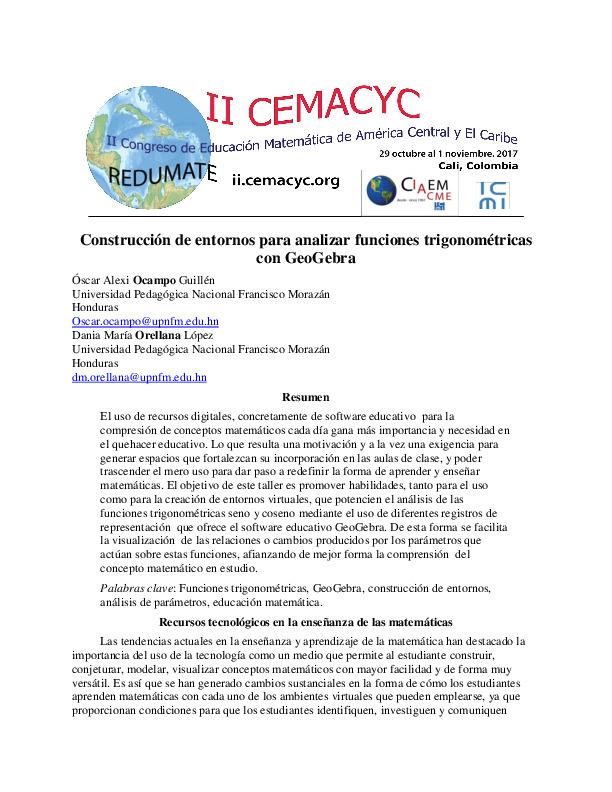 Construcción de entornos para analizar funciones trigonométricas con GeoGebra - Funes