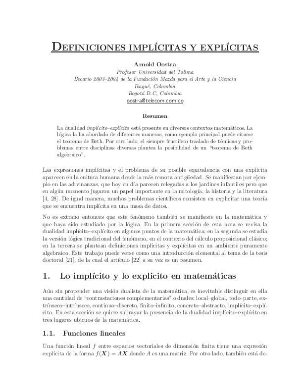 Definiciones implícitas y explícitas - Funes