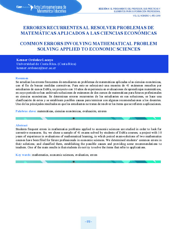 Errores recurrentes al resolver problemas de matemáticas aplicados a ...
