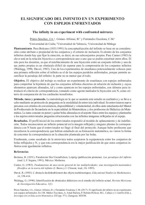El significado del infinito en un experimento con espejos enfrentados ...
