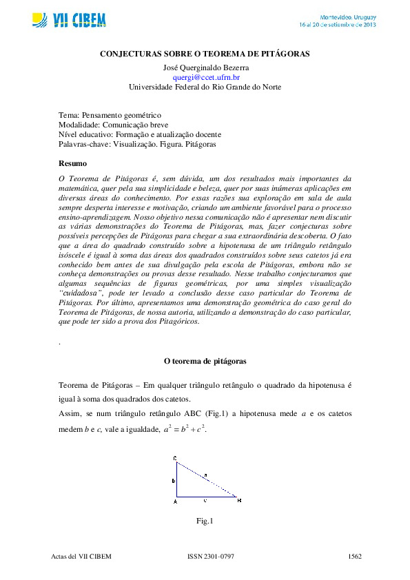 Conjecturas sobre o Teorema de Pitágoras - Funes