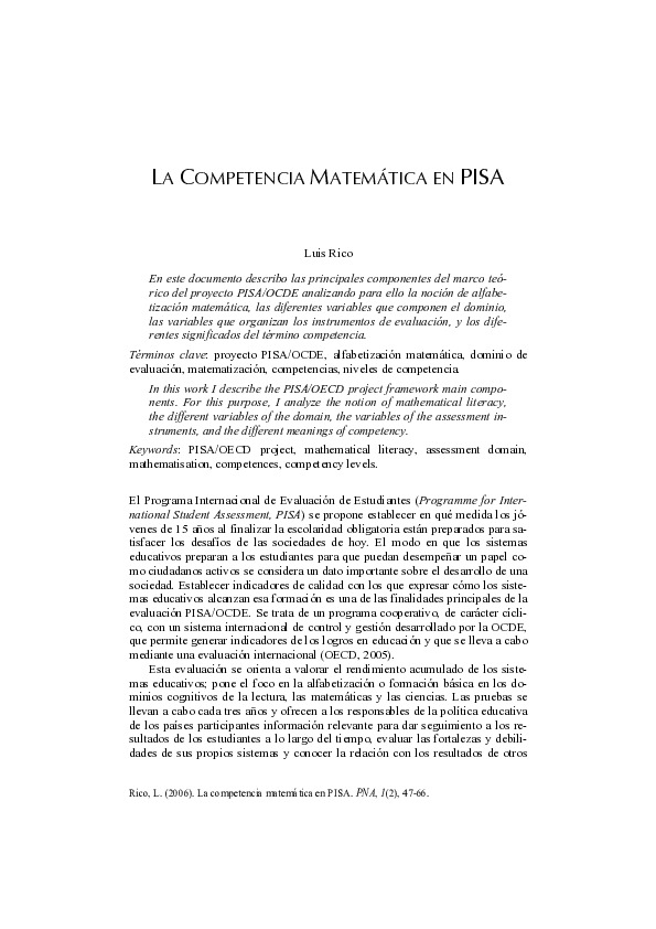 La competencia matemática en PISA - Funes