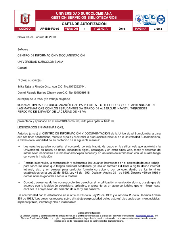 Actividades lúdico-académicas para fortalecer el proceso de aprendizaje ...