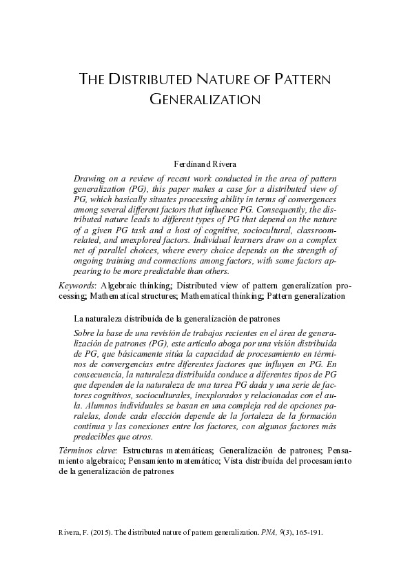 The distributed nature of pattern generalization - Funes