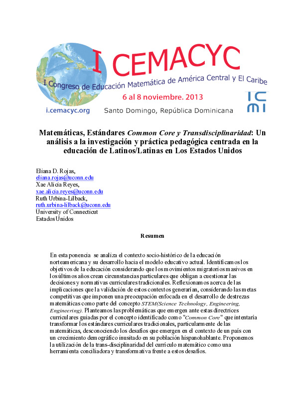 Matemáticas, estándares Common Core y transdisciplinaridad: un análisis ...