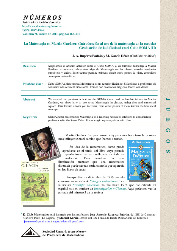 La matemagia en Martin Gardner.(Introducción al uso de la matemagia en ...