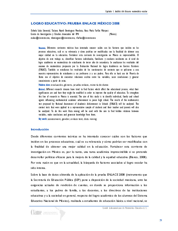 Logro educativo: prueba enlace México 2008 - Funes