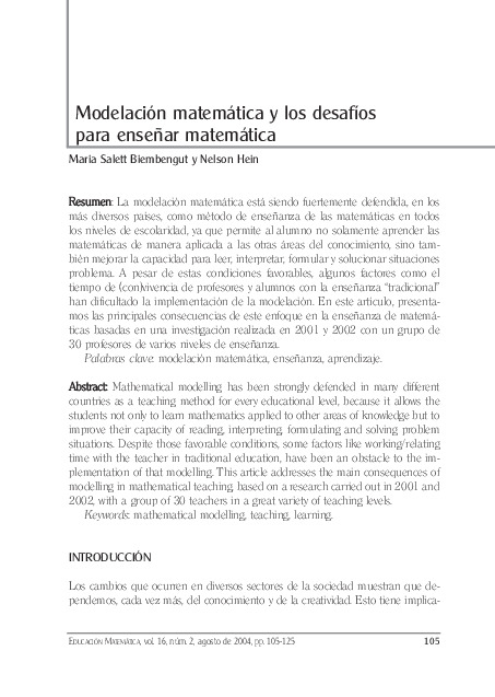 Modelación matemática y los desafíos para enseñar matemática - Funes