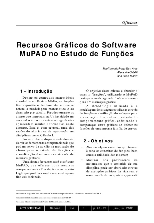 Recursos gráficos do software MuPAD no estudo de funções - Funes