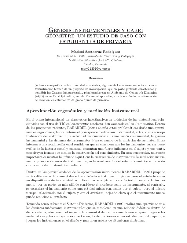 Génesis instrumentales y cabri géométre: un estudio de caso con ...