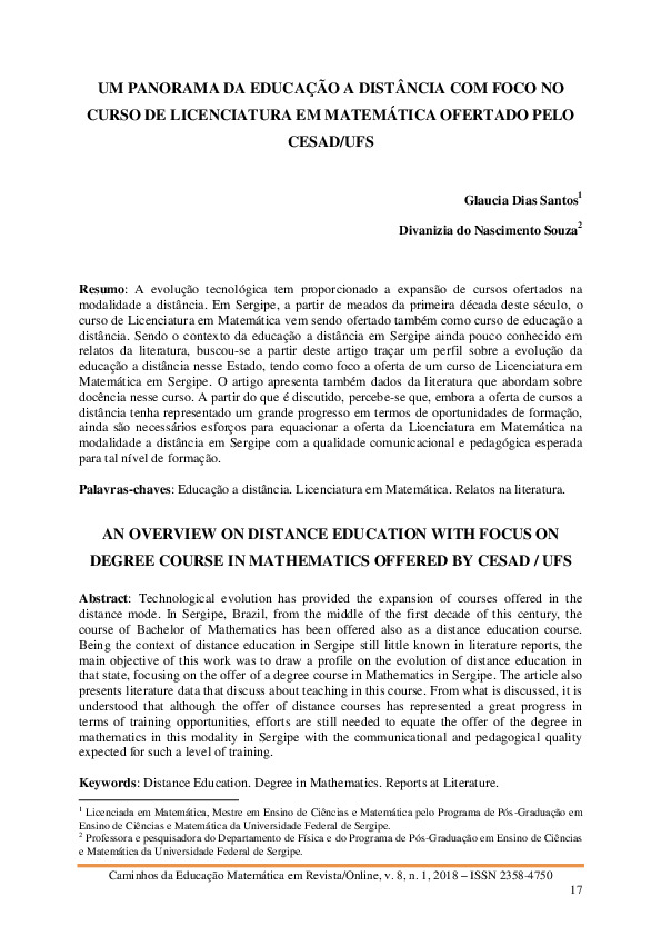 Um panorama da educação a distância com foco no curso de licenciatura ...