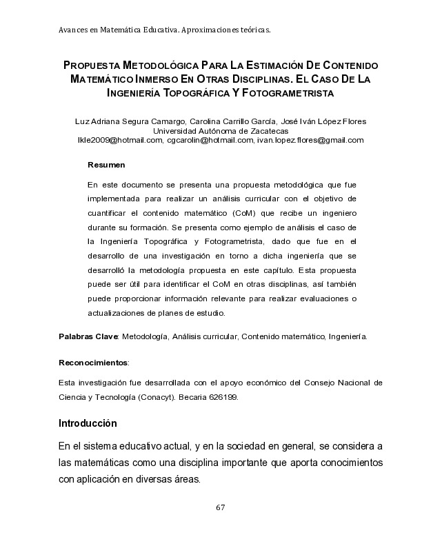 Propuesta metodológica para la estimación de contenido matemático ...
