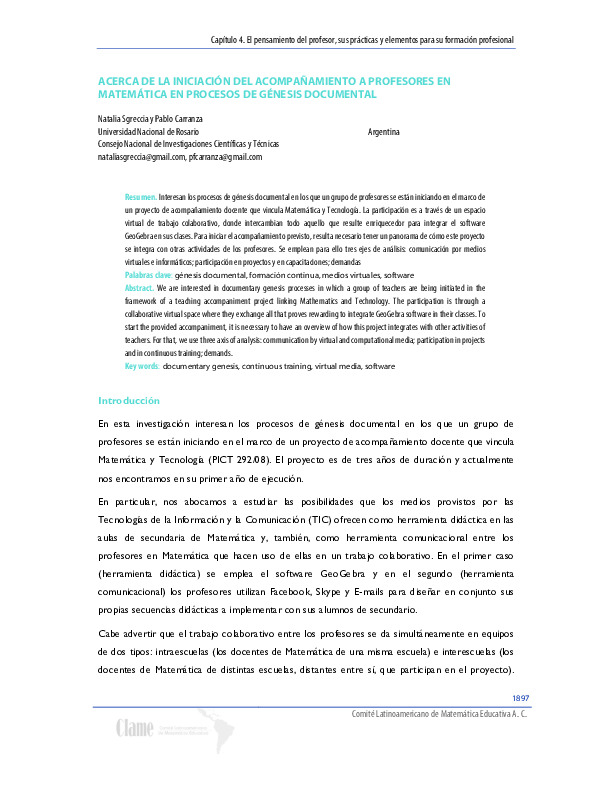 Acerca de la iniciación del acompañamiento a profesores en matemática ...