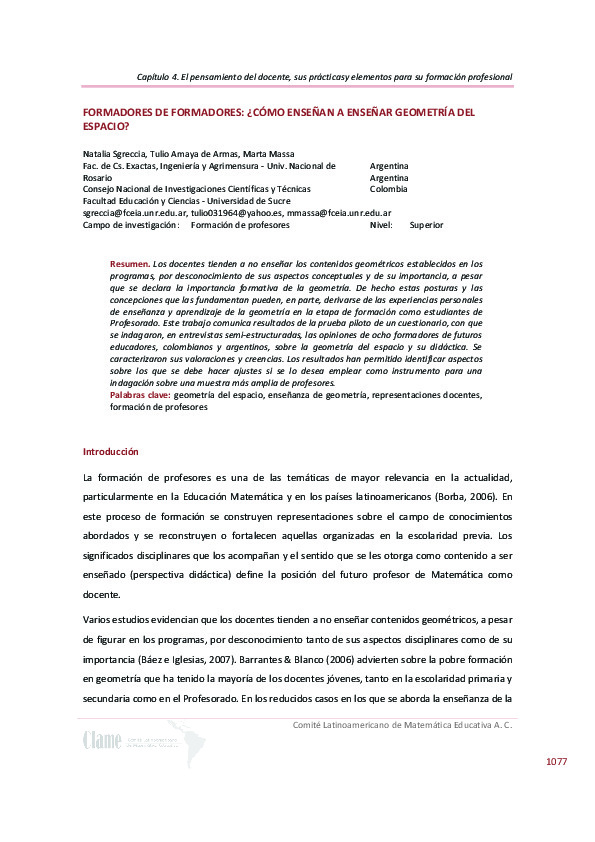 Formadores de formadores: ¿cómo enseñan a enseñar geometría del espacio ...