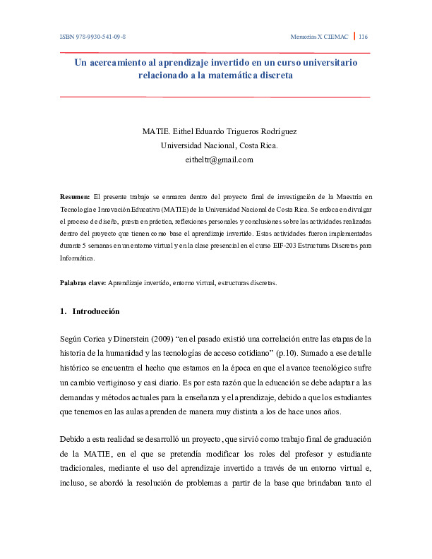 Un acercamiento al aprendizaje invertido en un curso universitario ...