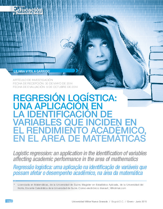 Regresión logística: una aplicación en la identificación de variables que inciden en el ...