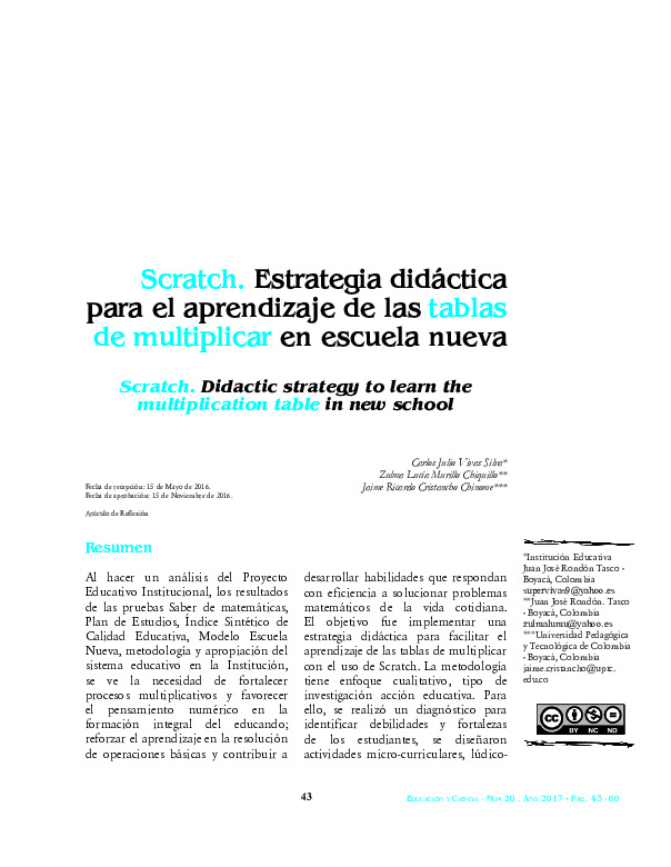 Scratch. Estrategia didáctica para el aprendizaje de las tablas de ...