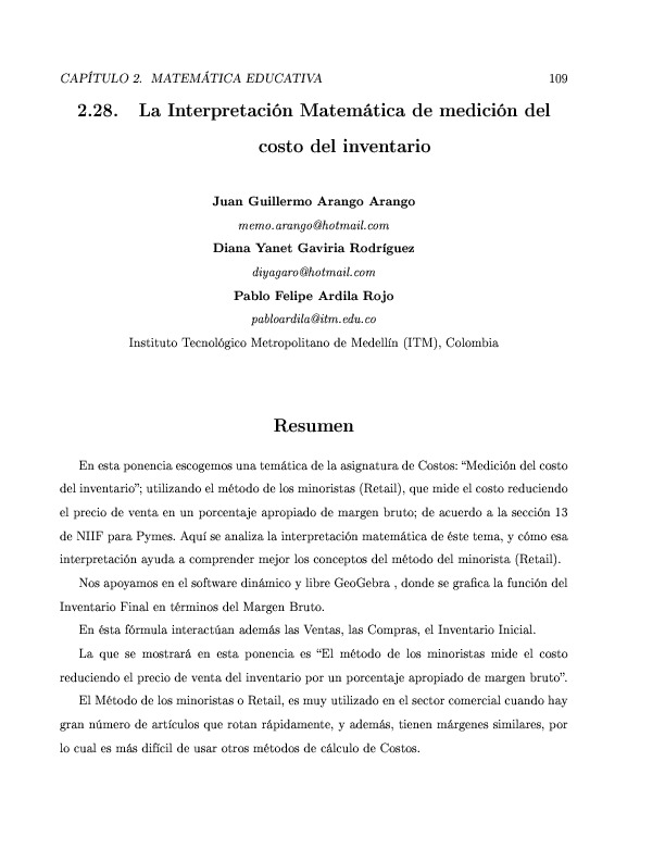 La Interpretación Matemática De Medición Del Costo Del Inventario Funes