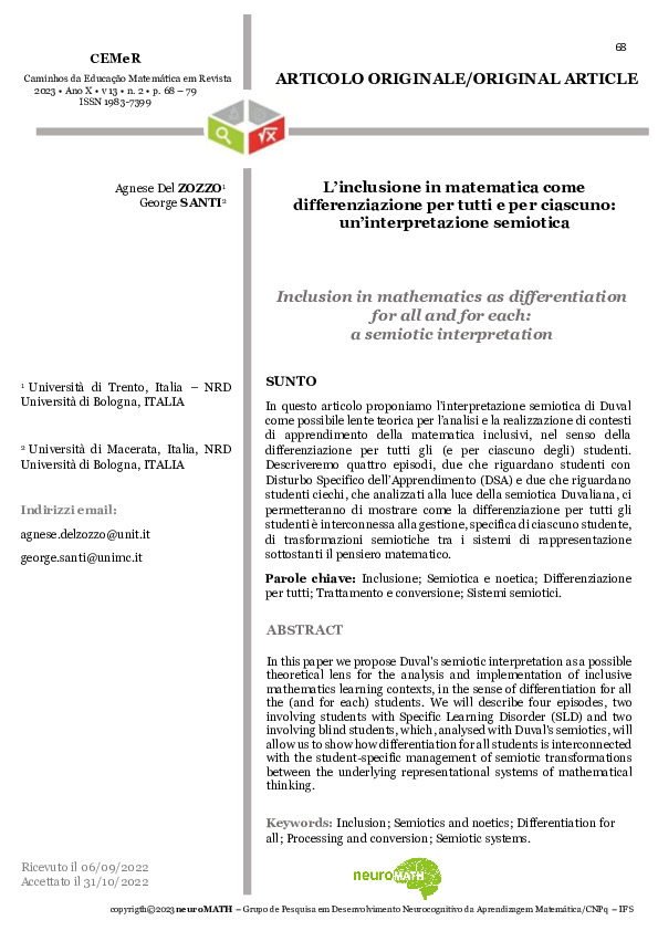 L’inclusione in matematica come differenziazione per tutti e per ...