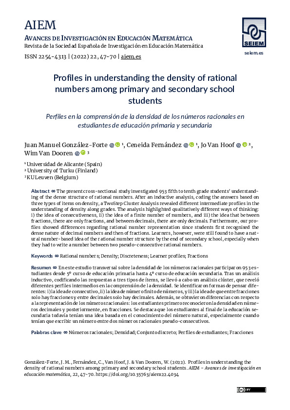 Profiles in understanding the density of rational numbers among primary ...