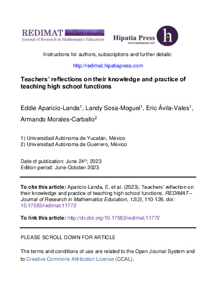 Teacher's reflections on their knowledge and practice of teaching high ...