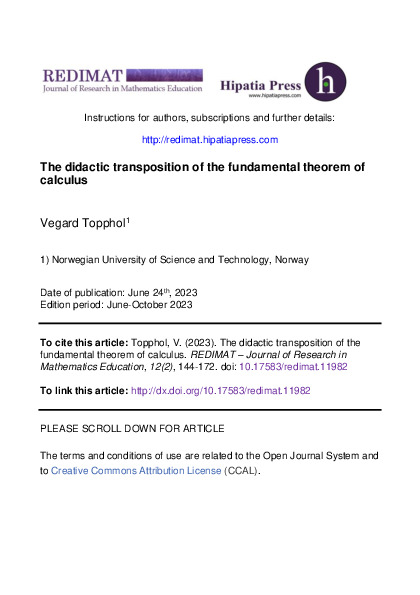 The didactic transposition of the fundamental theorem of calculus - Funes