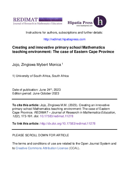 Creating an innovative primary school Mathematics teaching environment ...