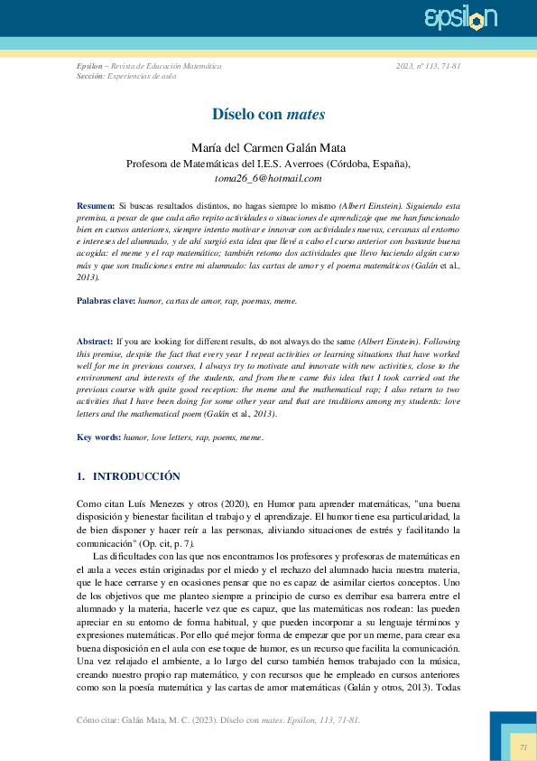 Díselo con mates - Funes