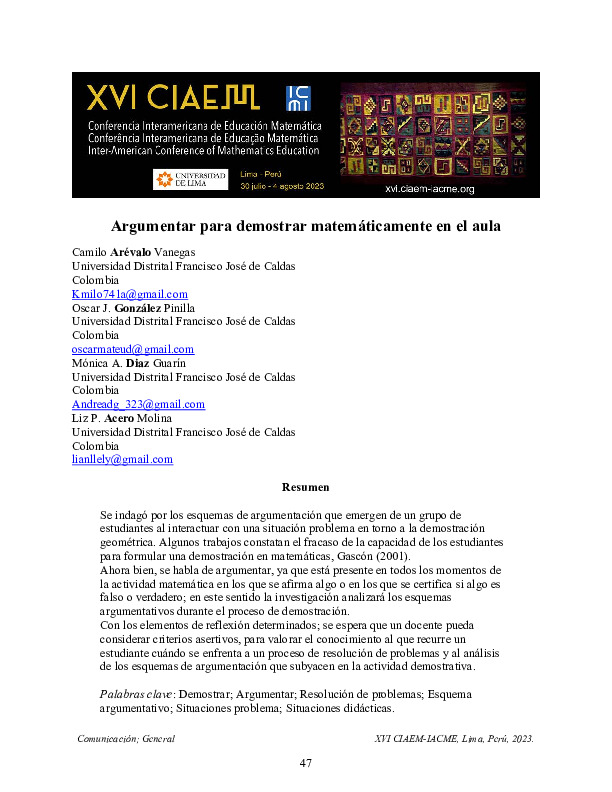 Argumentar para demostrar matemáticamente en el aula - Funes