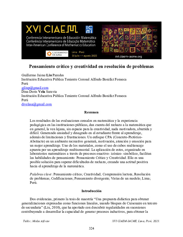 Pensamiento crítico y creatividad en resolución de problemas - Funes